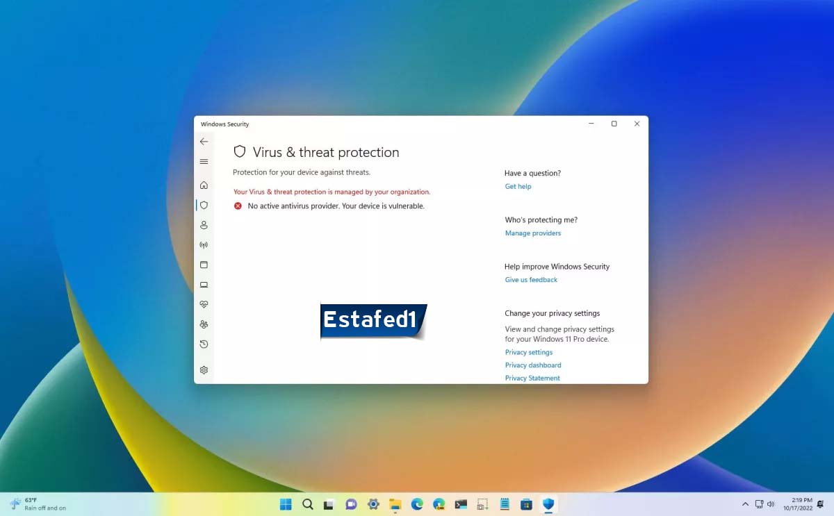 تعطيل ويندوز ديفندر في ويندوز 11 (أكثر من طريقة) – estafed1
